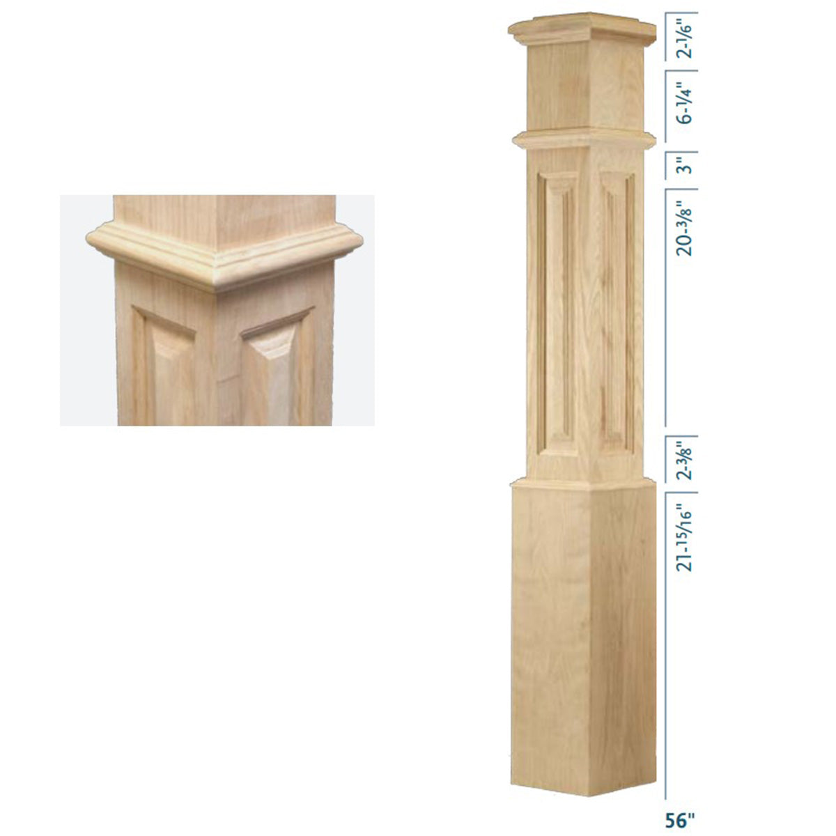 4791 Raised Panel Box Newel Post - Affordable Stair Parts – Affordable ...