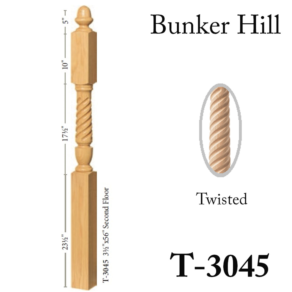 3045 Twisted Bunker Hill Newel Post - Affordable Stair Parts ...
