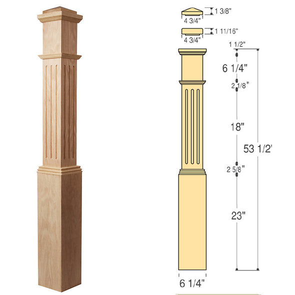 4891 Fluted Square Box Newel Post - Affordable Stair Parts – Affordable ...