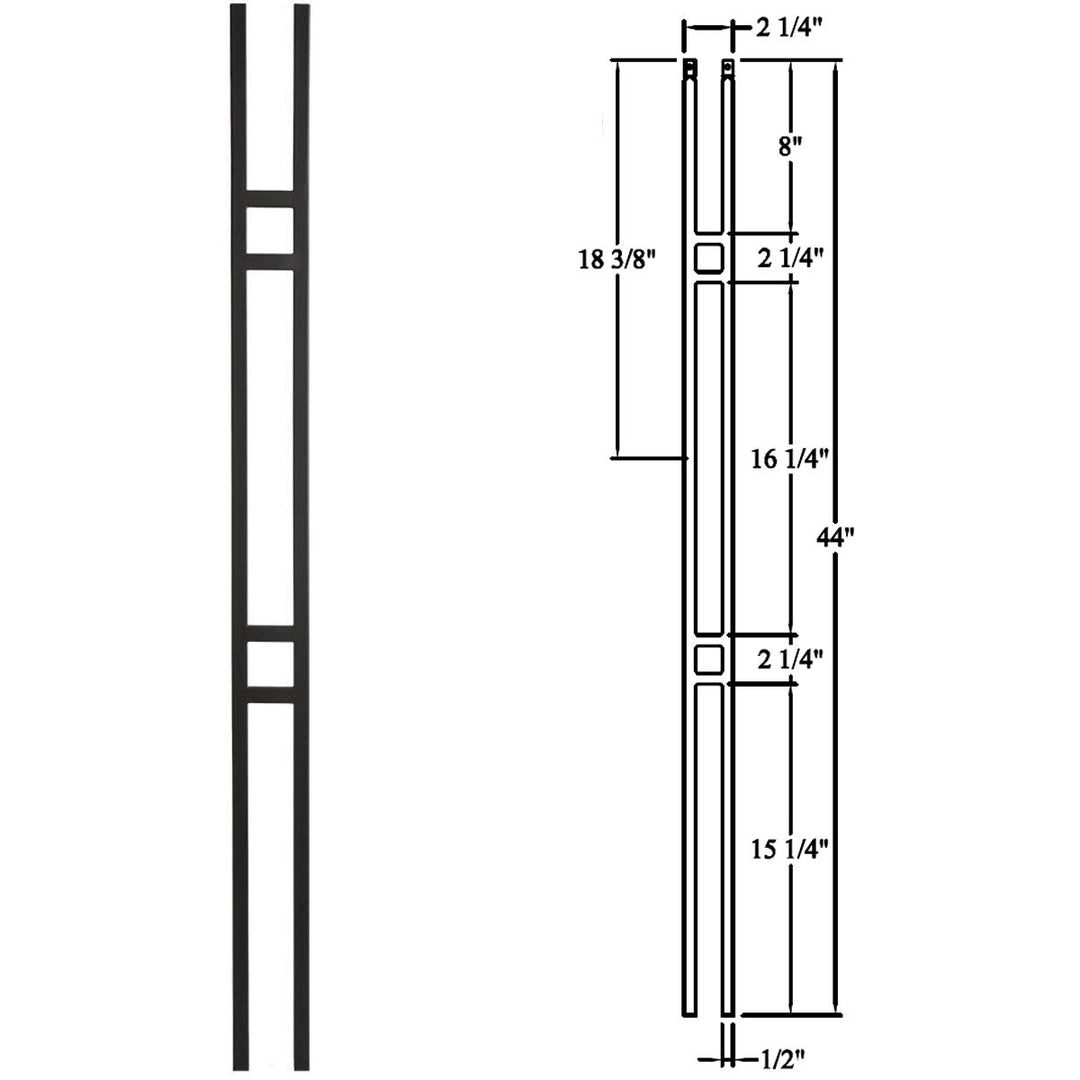Double Bar Panel Wrought Iron Baluster - Affordable Stair Parts ...