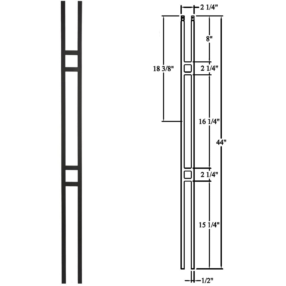 Double Bar Panel Wrought Iron Baluster - Affordable Stair Parts ...