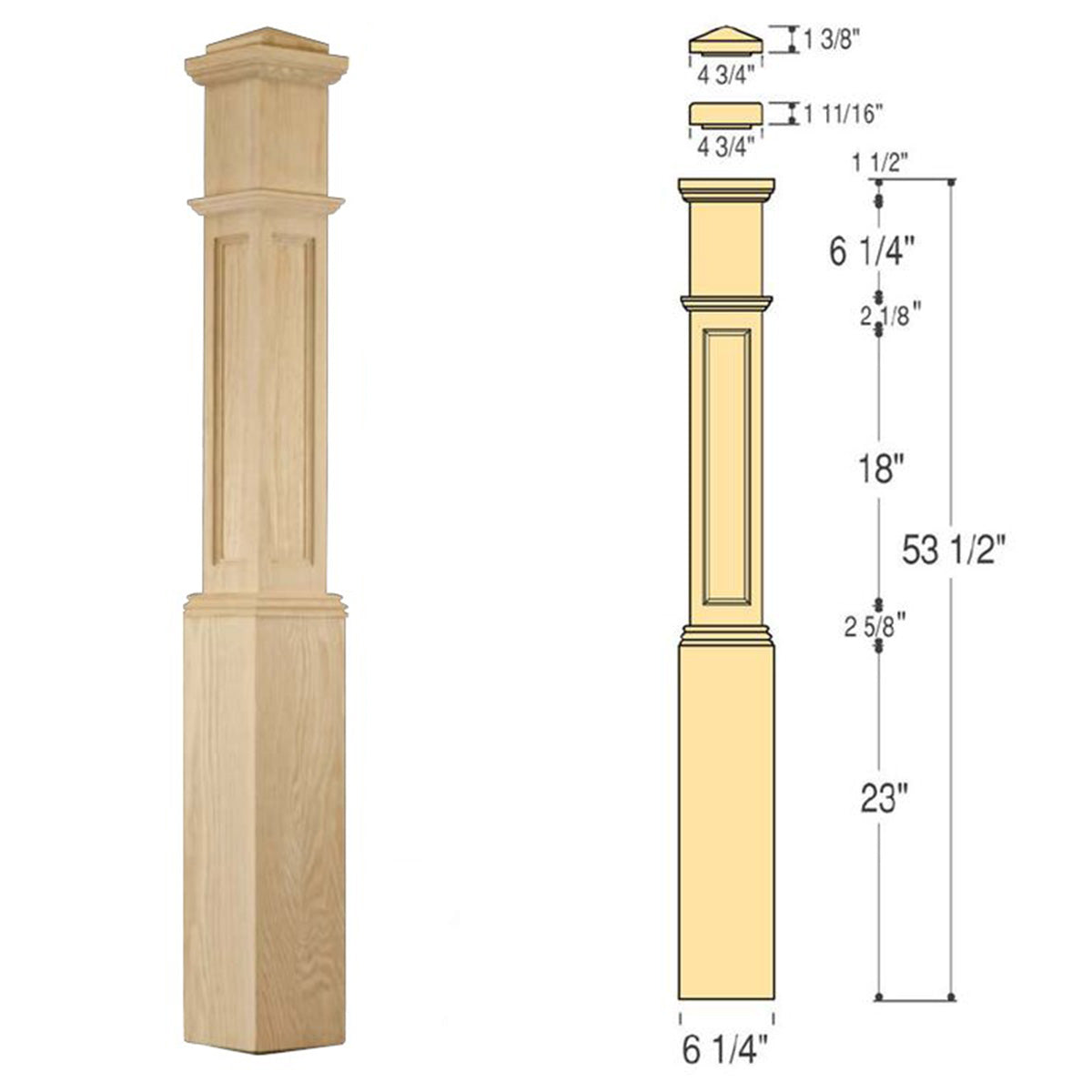 4991 Recessed Panel Box Newel Post - Affordable Stair Parts ...