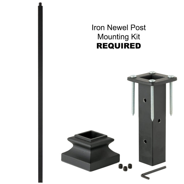 Plain Stair Wrought Iron Newel Post - Affordable Stair Parts ...