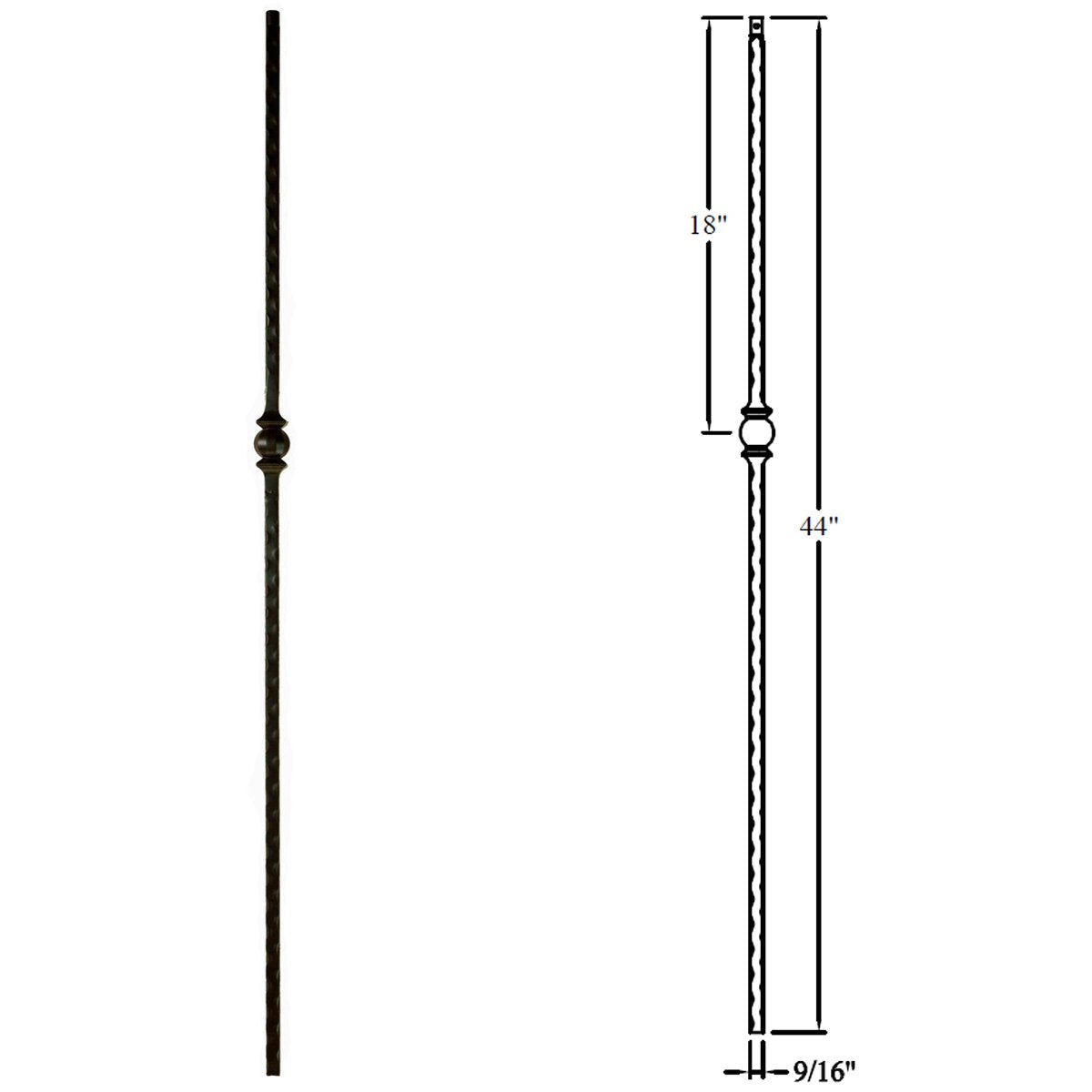 Single Sphere/Forged Ball Hammered Iron Baluster - Affordable Stair ...