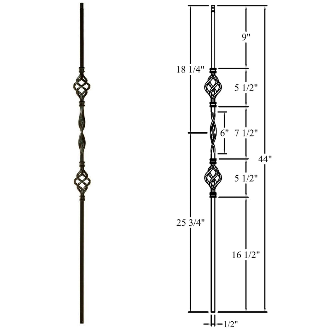 Double Basket & Ribbon Iron Baluster - Affordable Stair Parts ...
