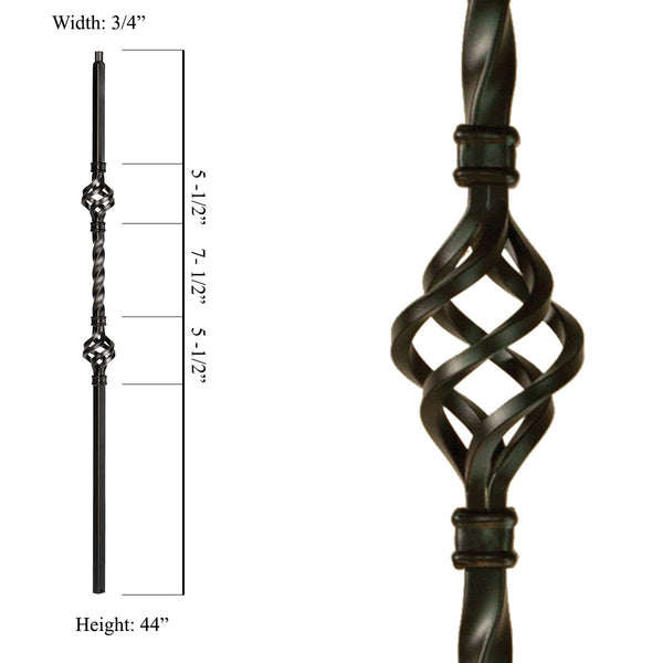 Mega Double Basket Wrought Iron Baluster - Affordable Stair Parts ...