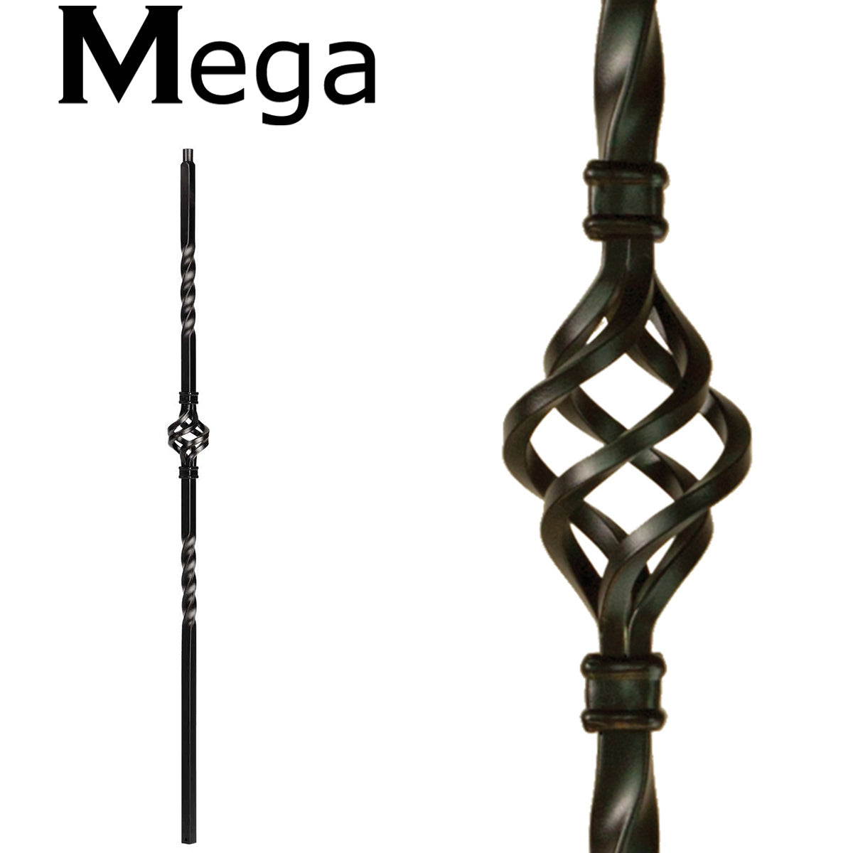 Mega Plain Square Bar Wrought Iron Baluster - Affordable Stair Parts ...