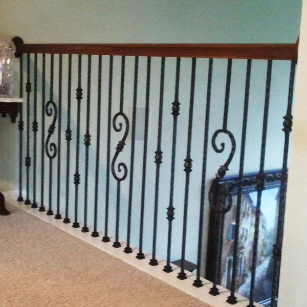 Forged Ball/Sphere Scroll Hammered Iron Baluster - Affordable Stair ...